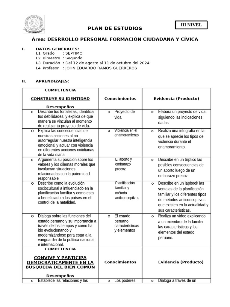Plan de Estudios | PDF