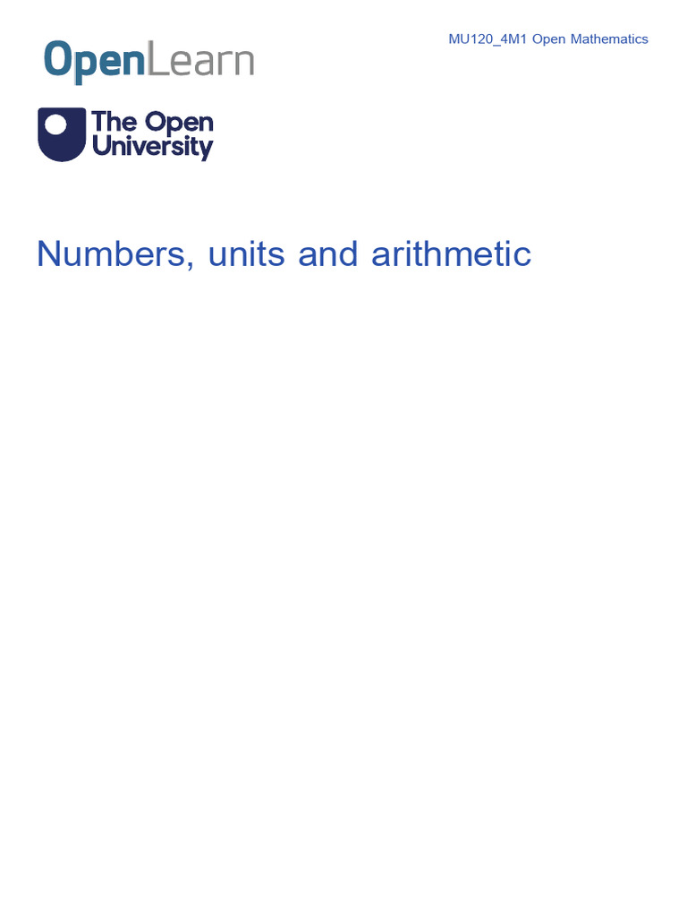 Numbers Units and Arithmetic Printable | PDF