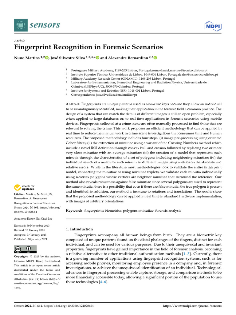 Fingerprint Recognition in Forensic Scenarios | PDF