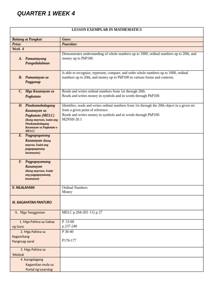 Math Le Q1W4 | PDF
