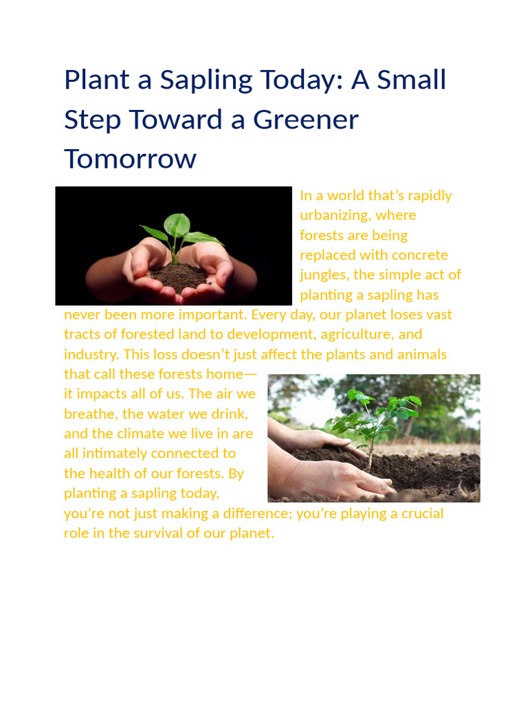 Plant A Sapling Today | PDF