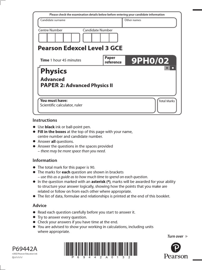 9ph0 June 2022 QP Paper 2 Edexcel A Level Physics | PDF