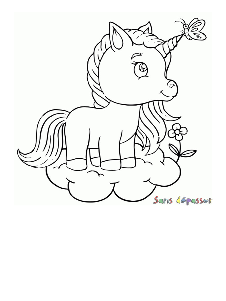 Imprimer Coloriage - Licorne Et Papillon 633 | PDF