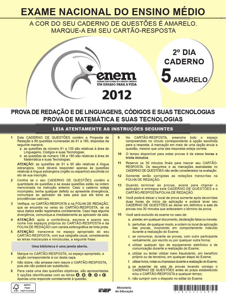 Educacao Basicaenemprovas2012dia2 Caderno5 Amarelo PDF | PDF