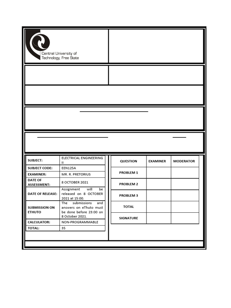 Electrical Engineering II Assignment 1 | PDF | Physical Quantities ...