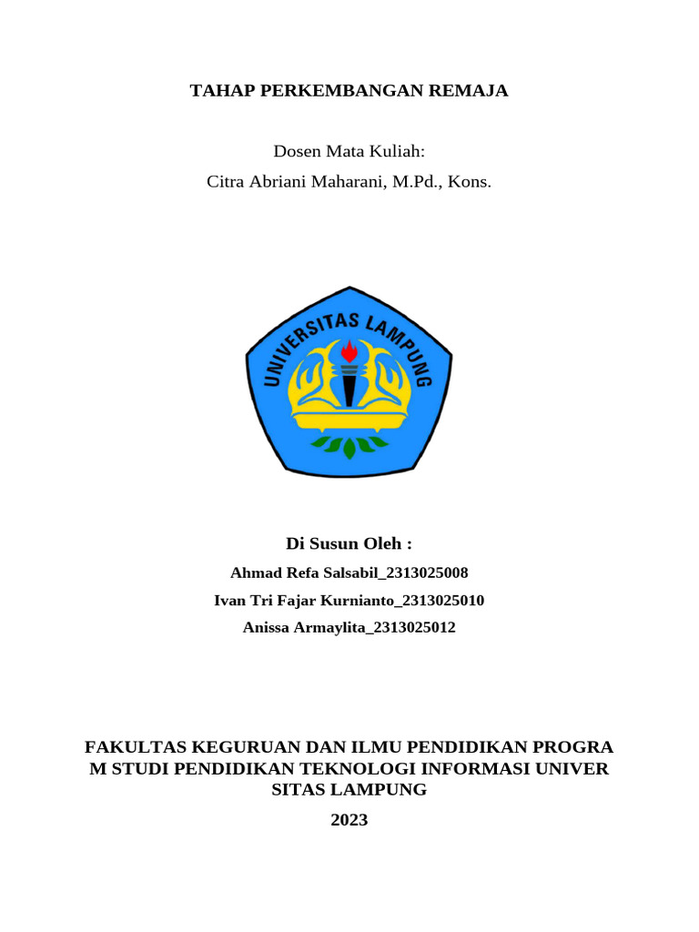 Tahap Perkembangan Remaja | PDF