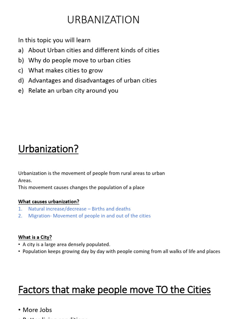 Urbanization - Growth of Cities | PDF