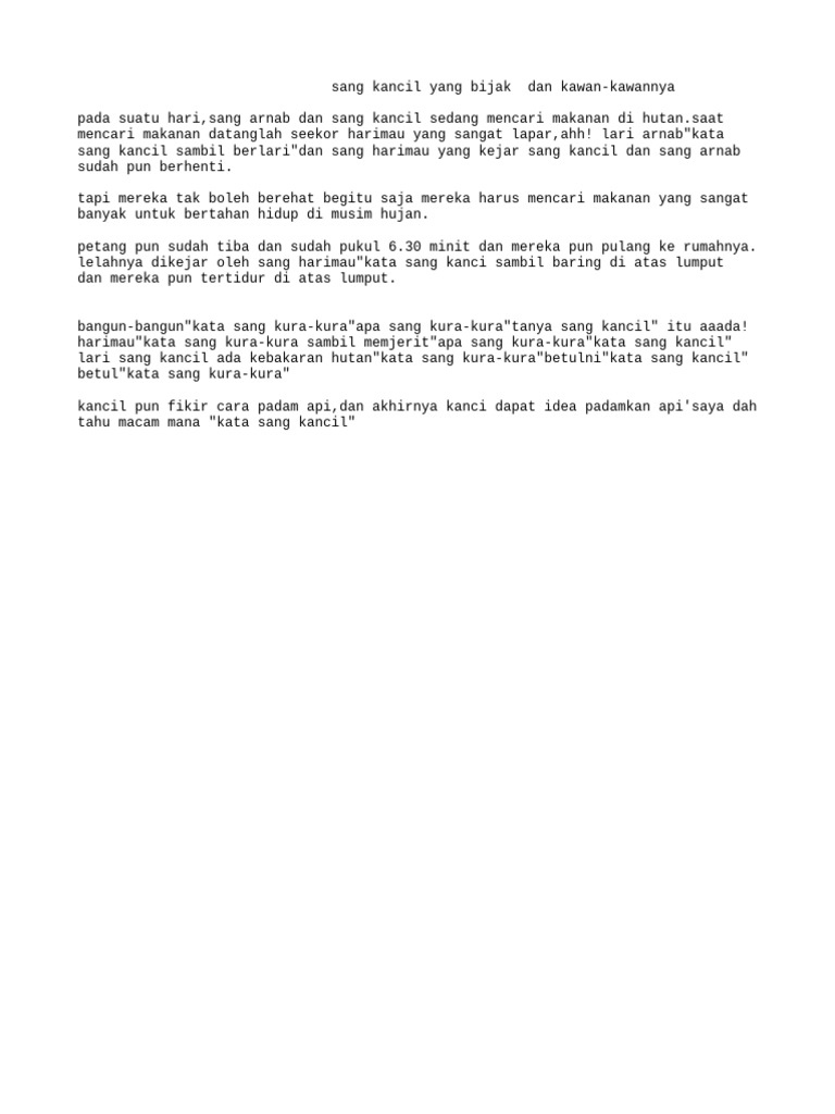 Sang Kancil Yang Bijak | PDF