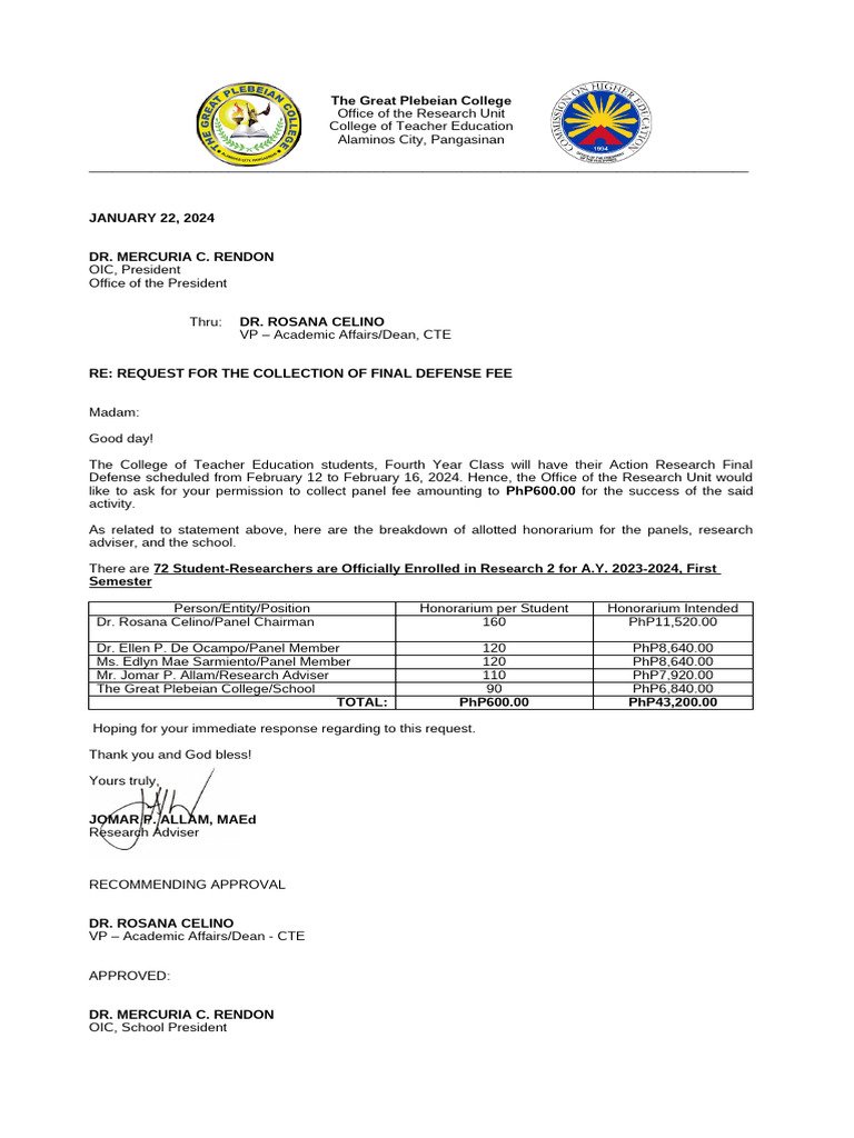 Final Defense Panel Fee Request | PDF