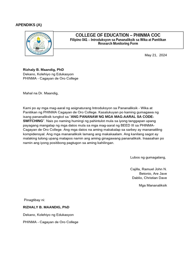 Letters For Survey | PDF