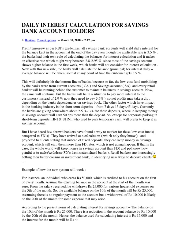 Interest Calculation | PDF | Banks | Interest