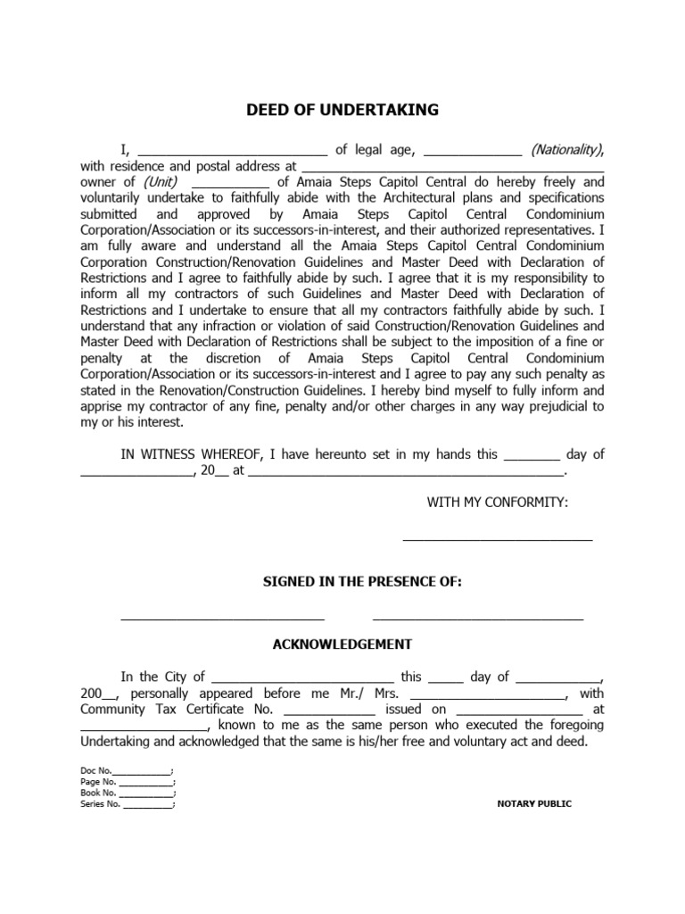 Deed of Undertaking | PDF