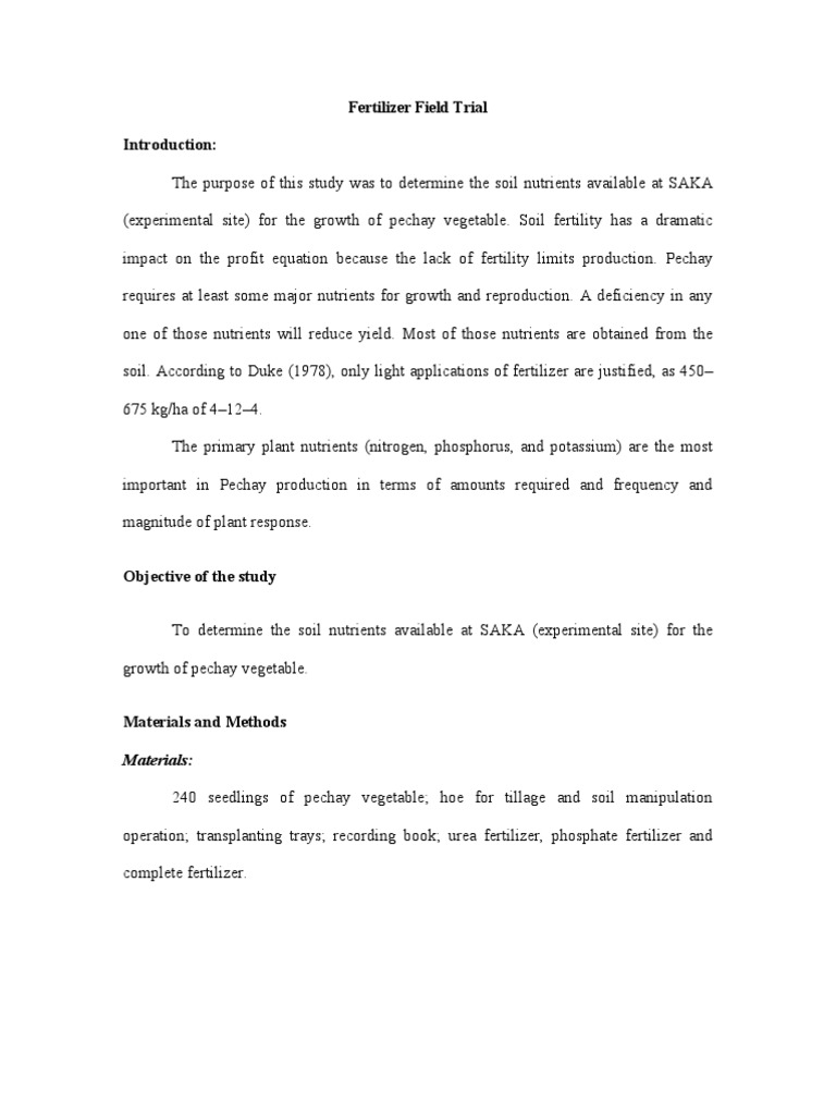 Fertilizer Field Trial Output | PDF | Soil Fertility | Fertilizer