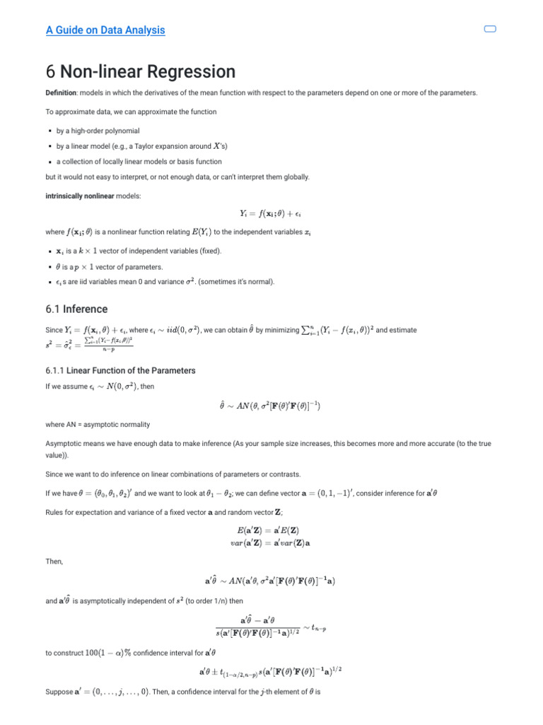 Chapter 6 Non-Linear Regression - A Guide On Data Analysis | PDF