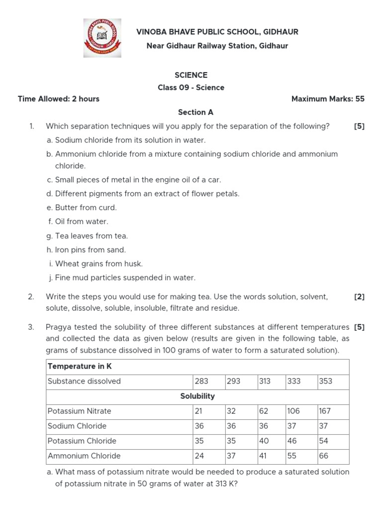 Science Question Paper | PDF