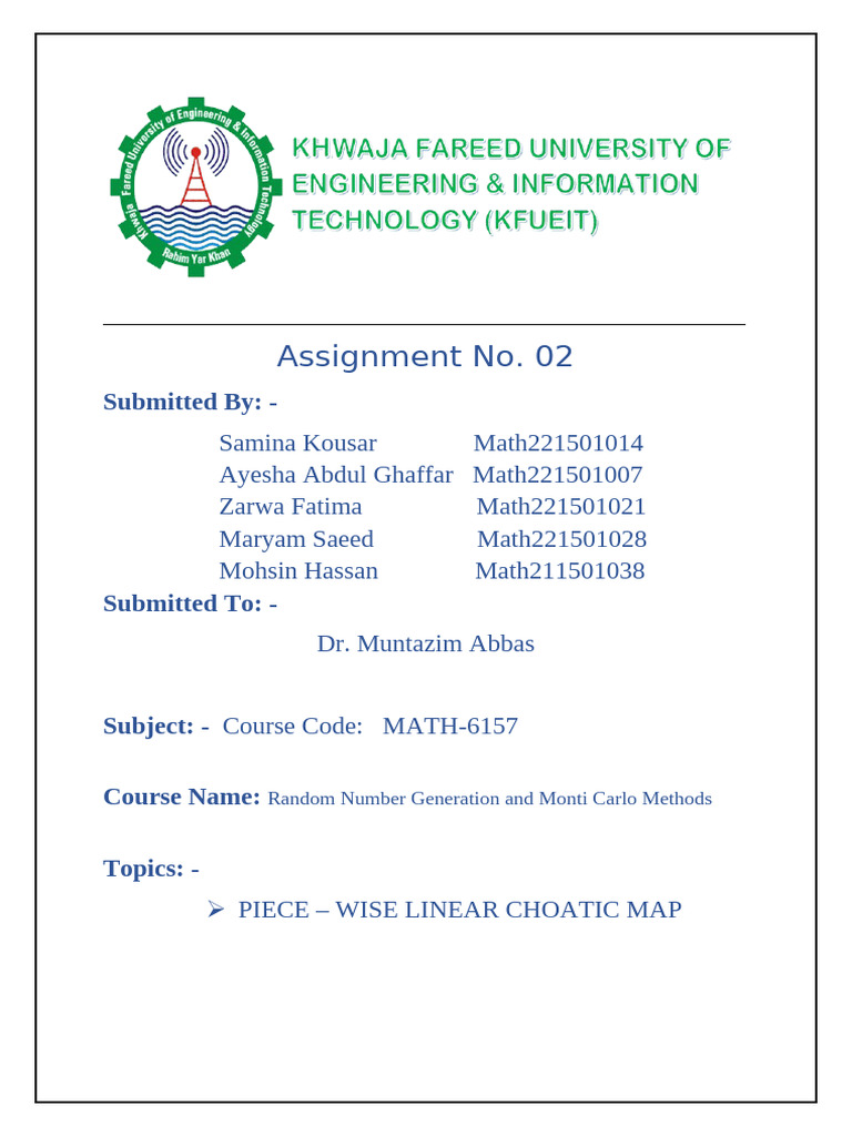 Piece Wise Linear Choatic Map | PDF | Chaos Theory | Teaching Methods ...