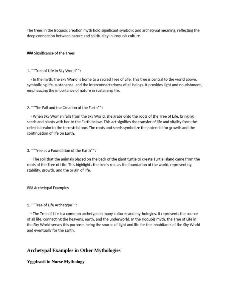 The Trees in The Iroquois Creation Myth Hold Significant Symbolic and ...