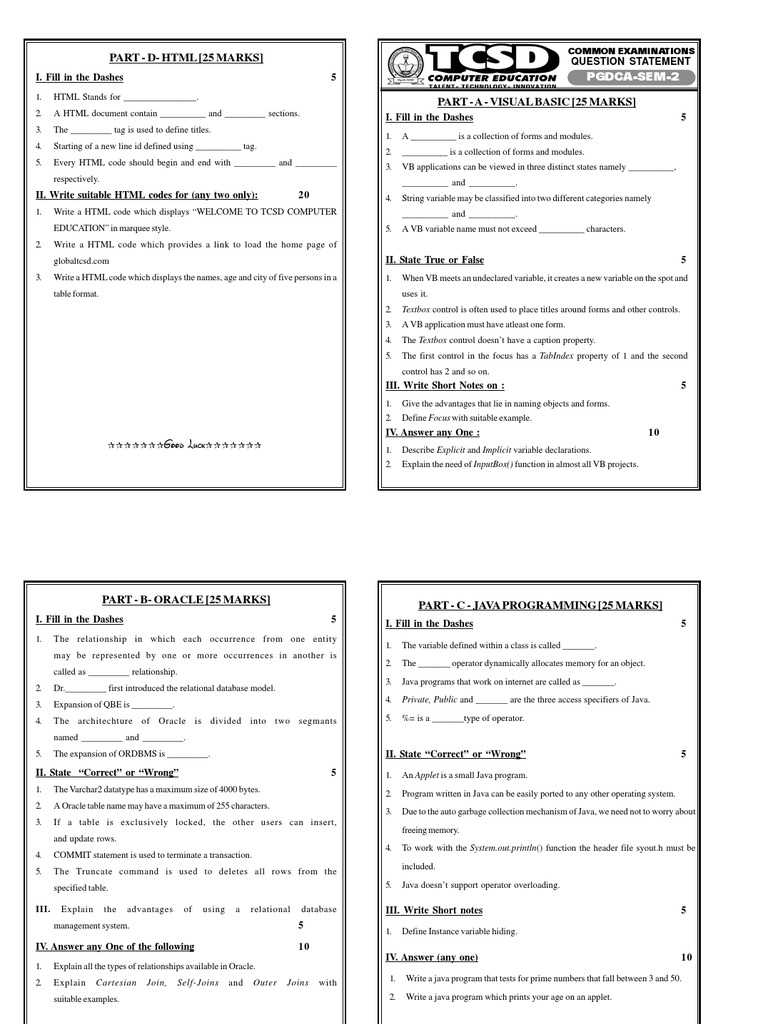 Pgdca 2 Sem | PDF | Java (Programming Language) | Computer Data Pgdca 2 Sem | PDF | Java (Programming Language) | Computer Data