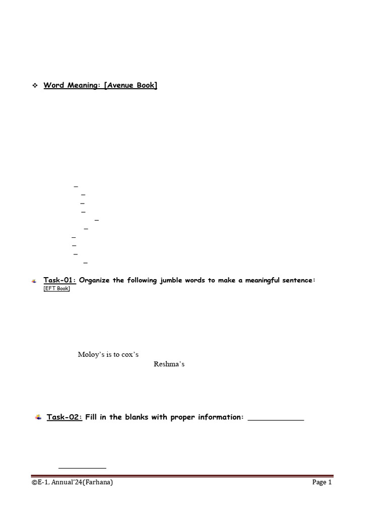 E1 Practice Sheet - Annual - 2024 | PDF