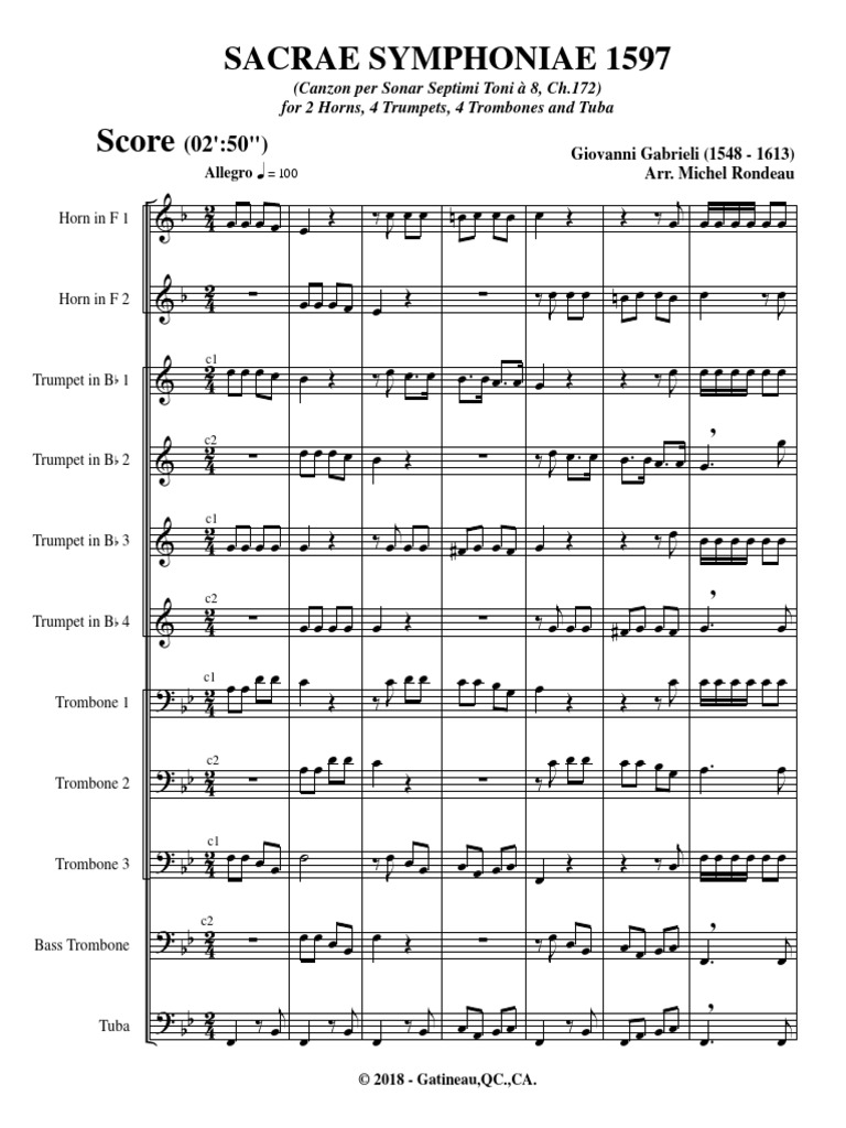 Gabrieli Canzon Septimi Toni No. 2 - Score | PDF
