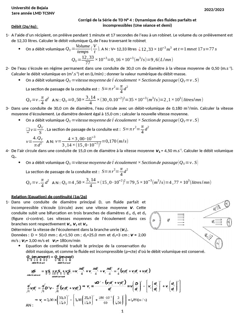 Corrigé-Serie-4-Dynamique Des Fluides-2023 | PDF