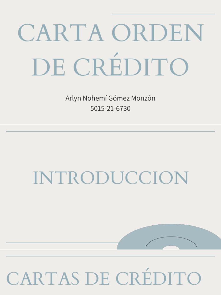 Presentacion Carta Orden de Credito | PDF