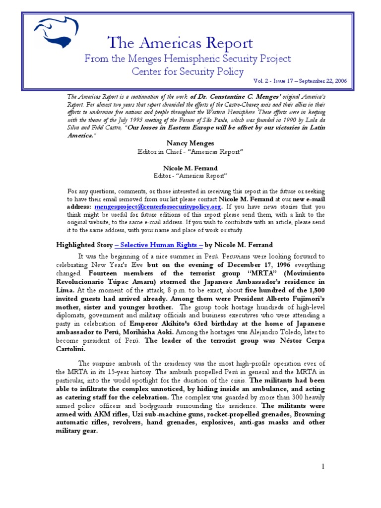 Selective Human Rights: Case Study: Peru and Operation "Chavin de ...