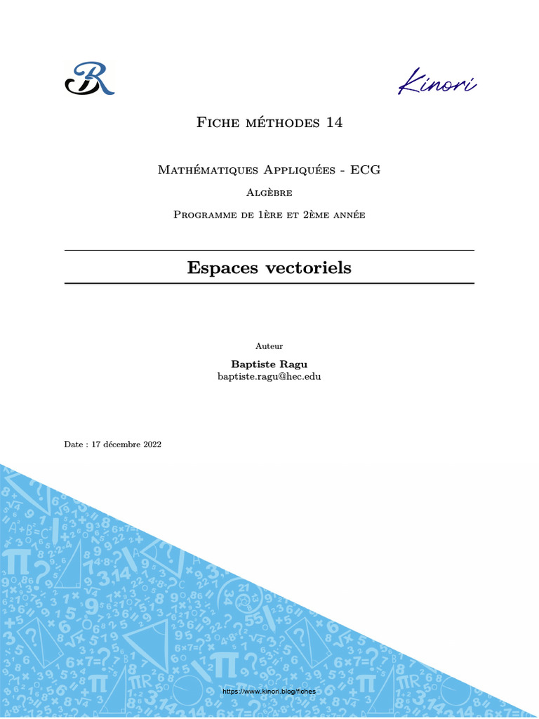 Méthode 14 - Espaces Vectoriels | PDF