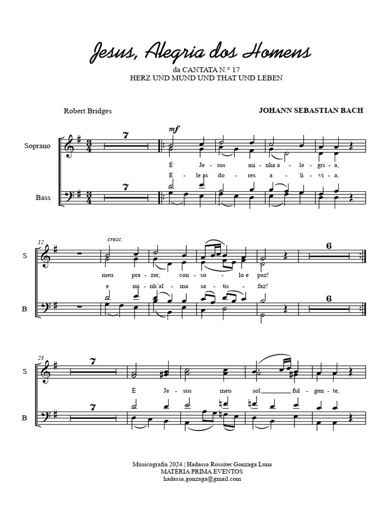 Jesus Alegria Dos Homens - Coro | PDF