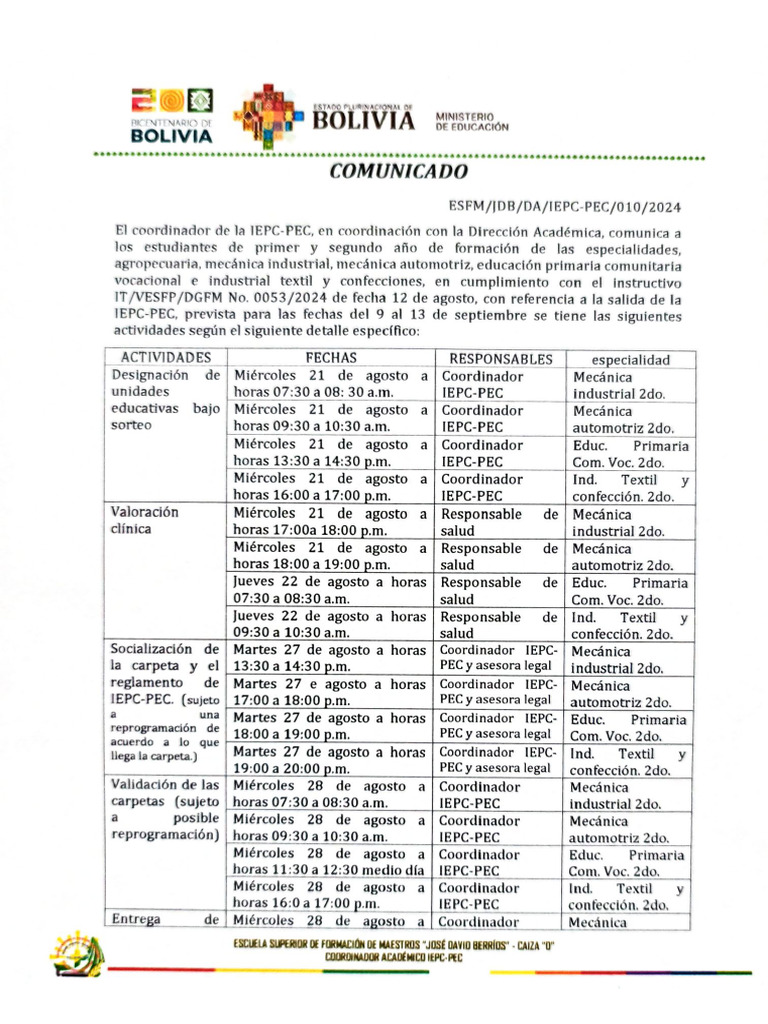 Comunicado de Coordinador IEPC-PEC | PDF