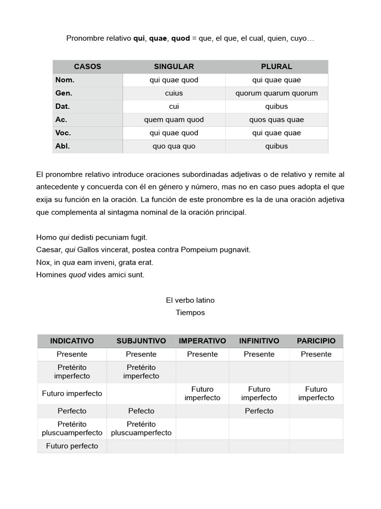Latín Paradigmas 2 | PDF
