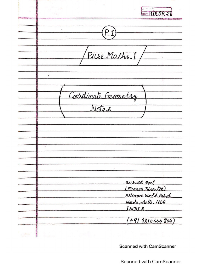 p1 Coordinate Geometry Revised Notes | PDF
