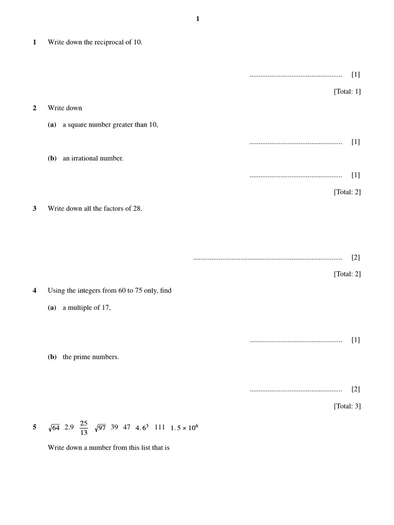 Year 8 Worksheet 1 | PDF