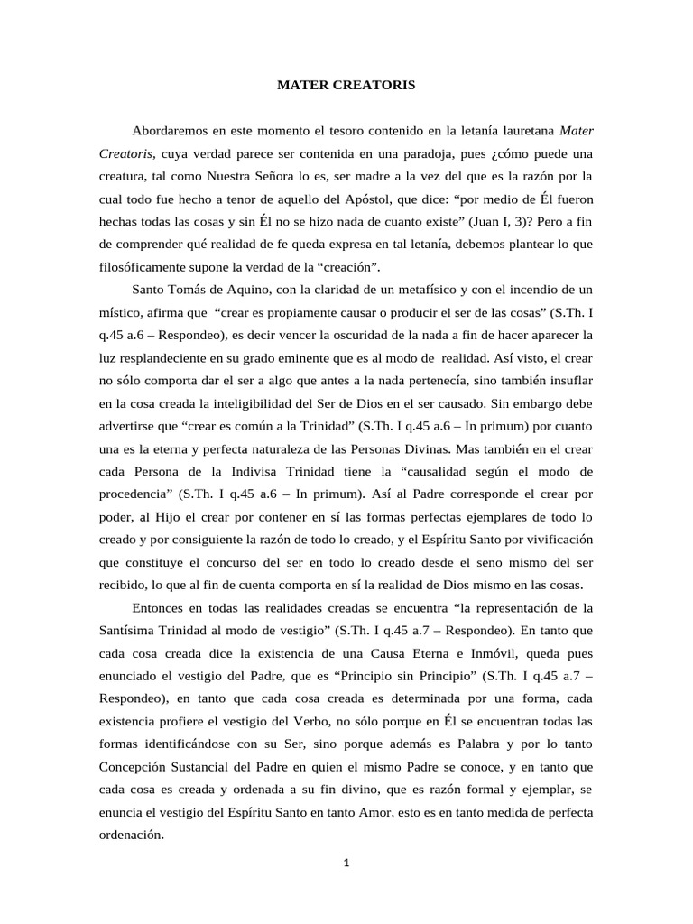 Mater Creatoris | PDF