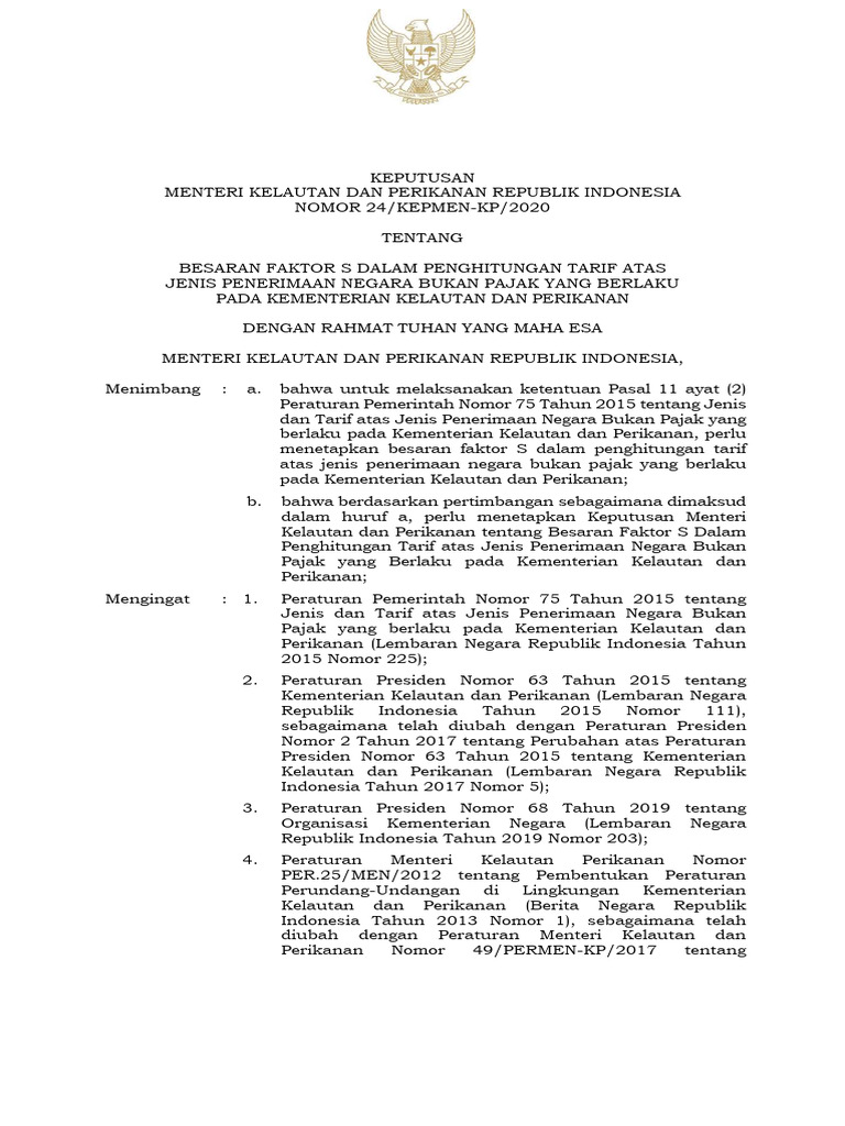 2020-Kepmen KKP Nomor 24 Tahun 2020 | PDF