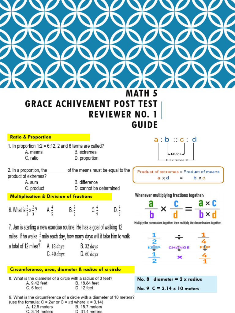 Math 5 Grace Post Test Rev. 1 Guide | PDF