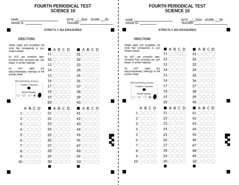 Answer Sheet 50 Items | PDF