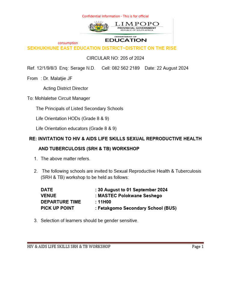 HIV & AIDS Workshop Invitation | PDF | Tuberculosis | Animal Viral Diseases