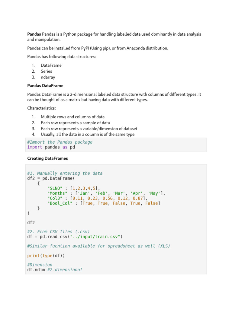 Pandas-Dataframe-Notes | PDF Pandas-Dataframe-Notes | PDF