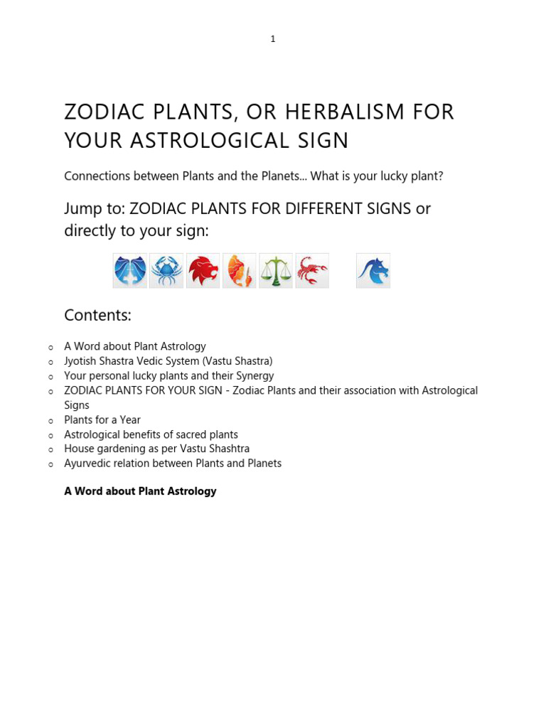 Zodiac Plants | PDF