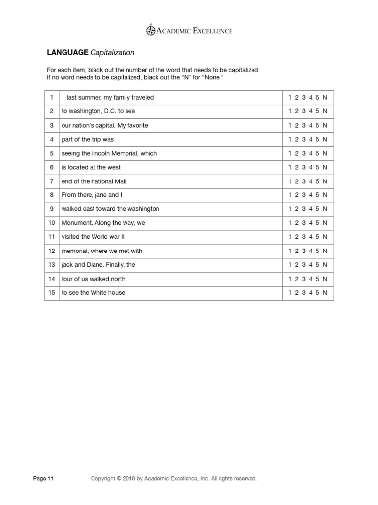 Language Capitalization & Punctuation Worksheets Grade 5 | PDF