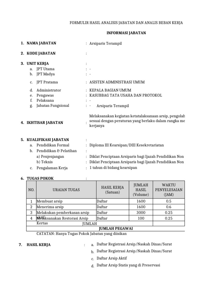 JF Arsiparis Terampil | PDF