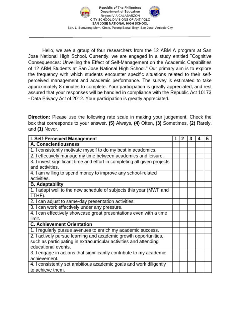 Sample Questionnaire | PDF