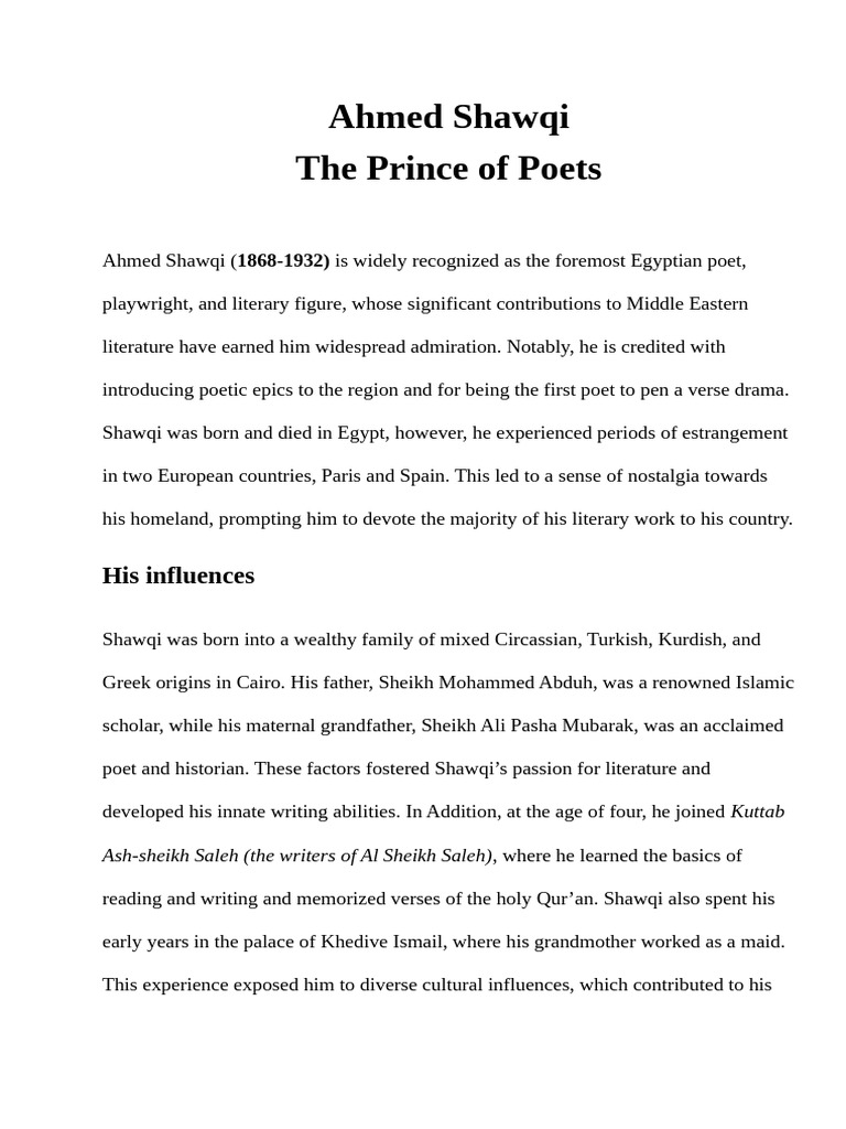 Ahmed Shawqi | PDF