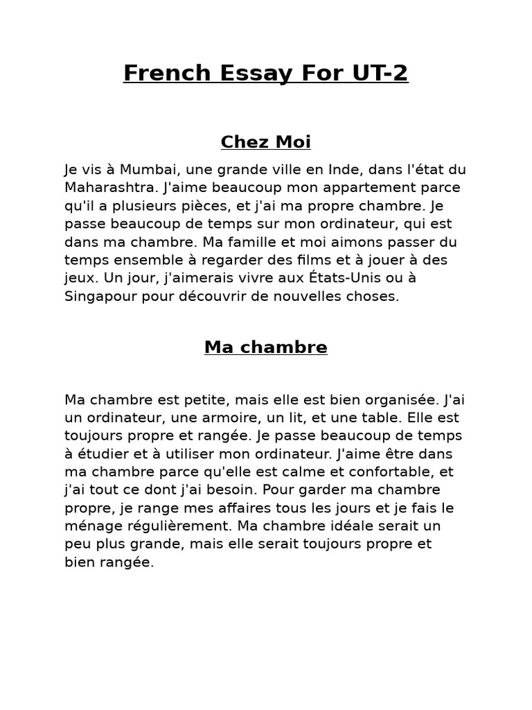 French Essay For UT-2 | PDF