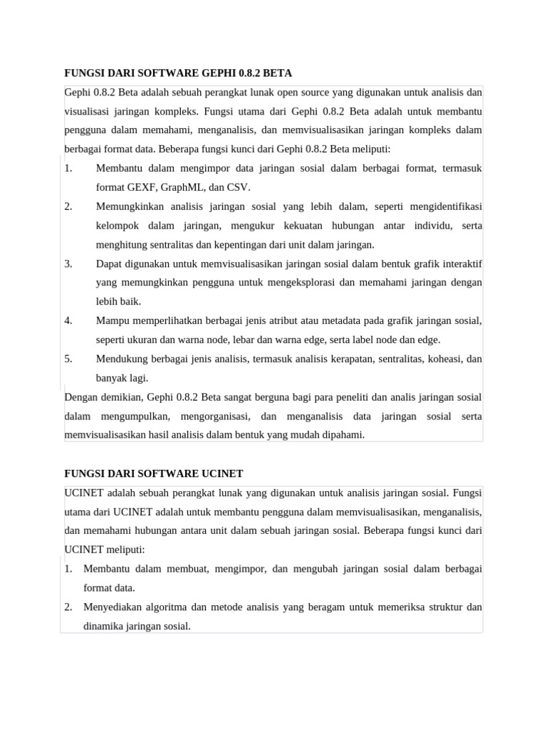 Perbedaan Software UCINET Dan Gephi 0.8.2 Beta | PDF