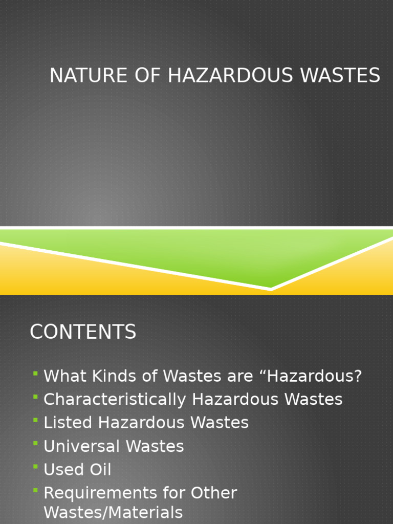 Lec # 04 Nature of Hazardous Wastes | PDF