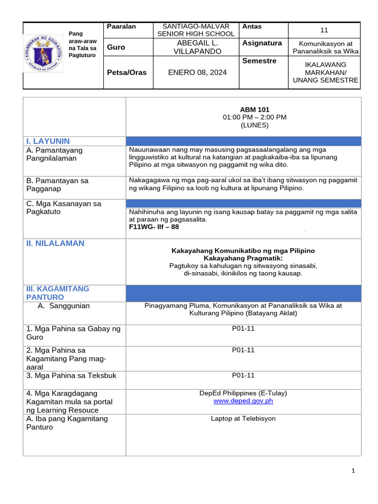 DLL - Kompan - Cot Plan | PDF