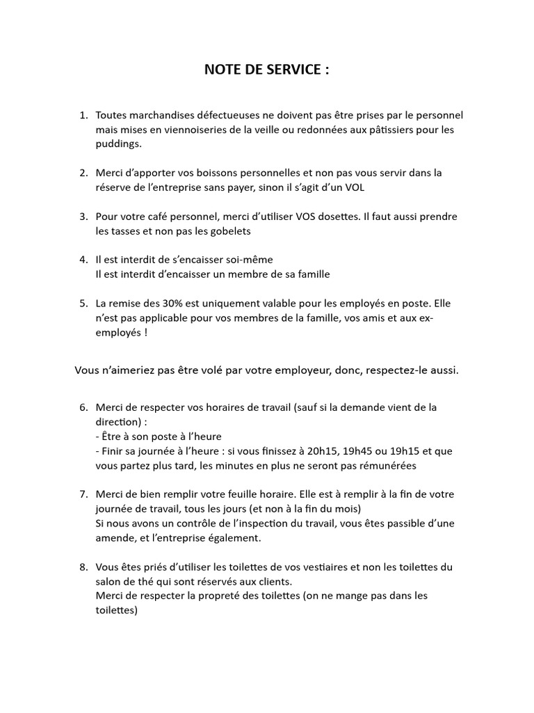 Note de Service | PDF