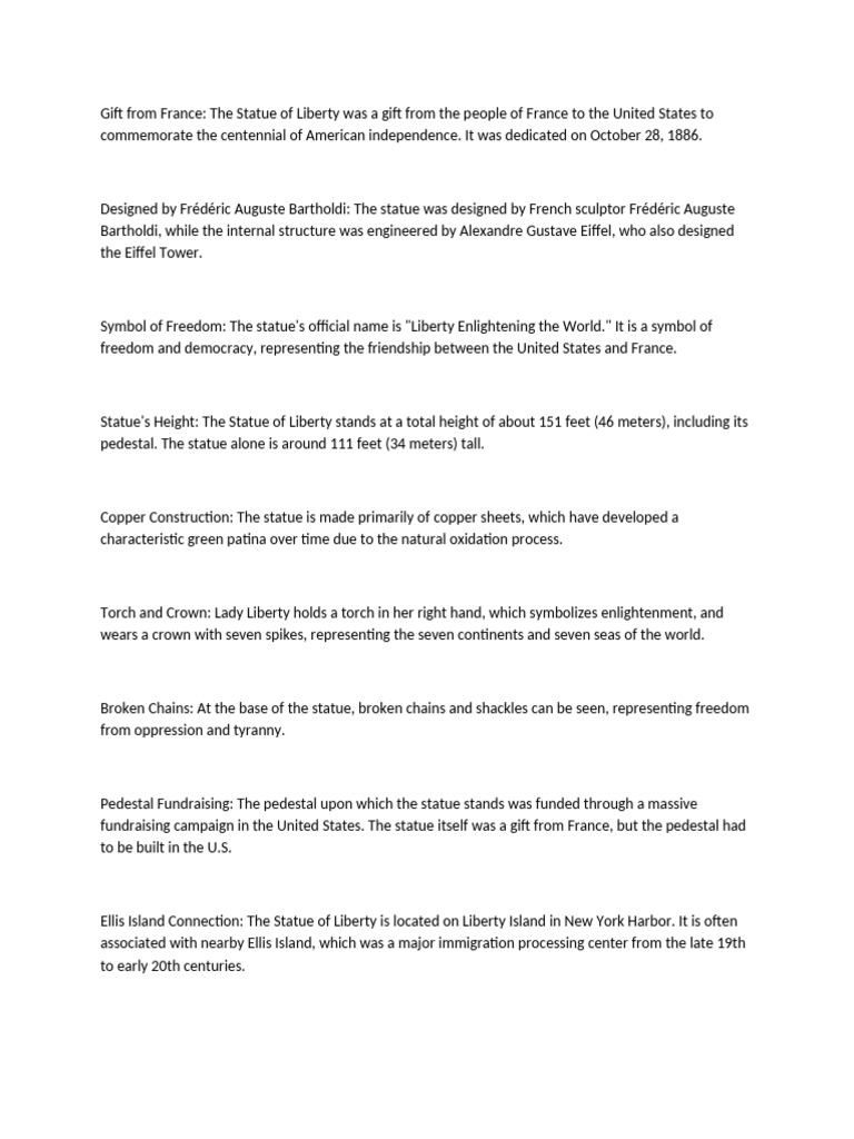 Facts About Statue of Libarty | PDF